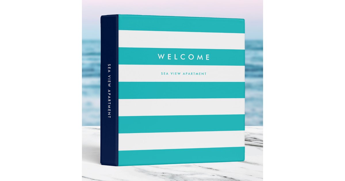 White Stripes Editable Background Colors Welcome 3 Ring Binder | Zazzle