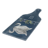 White Swan Blue Reflection Monogram Cutting Board | Zazzle