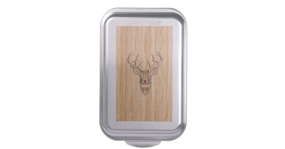 White Tail Deer Buck Wood Grain Style Design Cake Pan | Zazzle