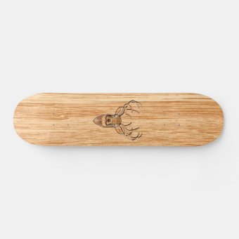 White Tail Deer Head Wood Inlay Grain Style Decor Skateboard | Zazzle