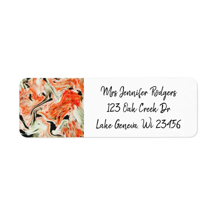 White Tan and Orange Fancy Marble Gems Label | Zazzle