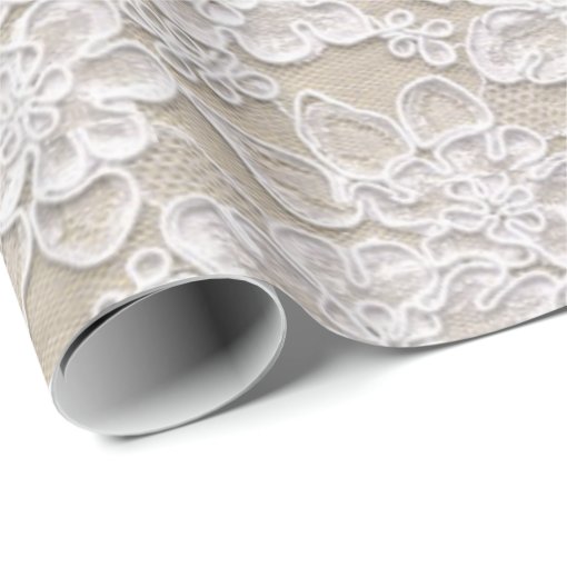 White & Tan Lace Texture Wrapping Paper | Zazzle