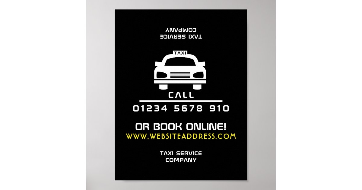 White Taxi Cab Logo Advertising Poster | Zazzle