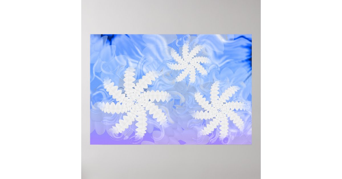 White Teeth Smile Flower Dentist Blue Poster | Zazzle