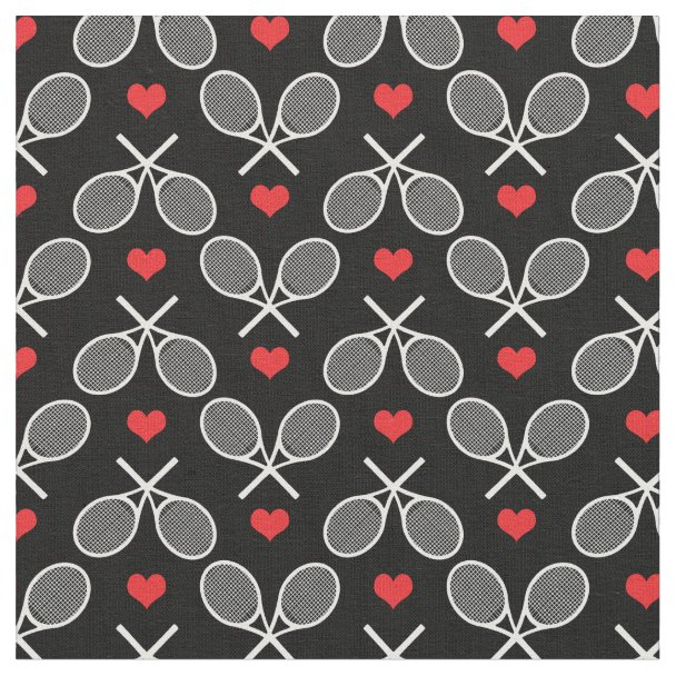 White tennis rackets and hearts customizable Fabric | Zazzle.com