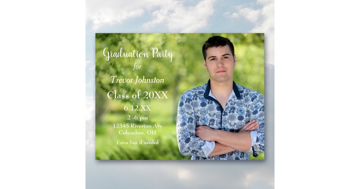 White Text Graduation Party Invitation Postcard | Zazzle