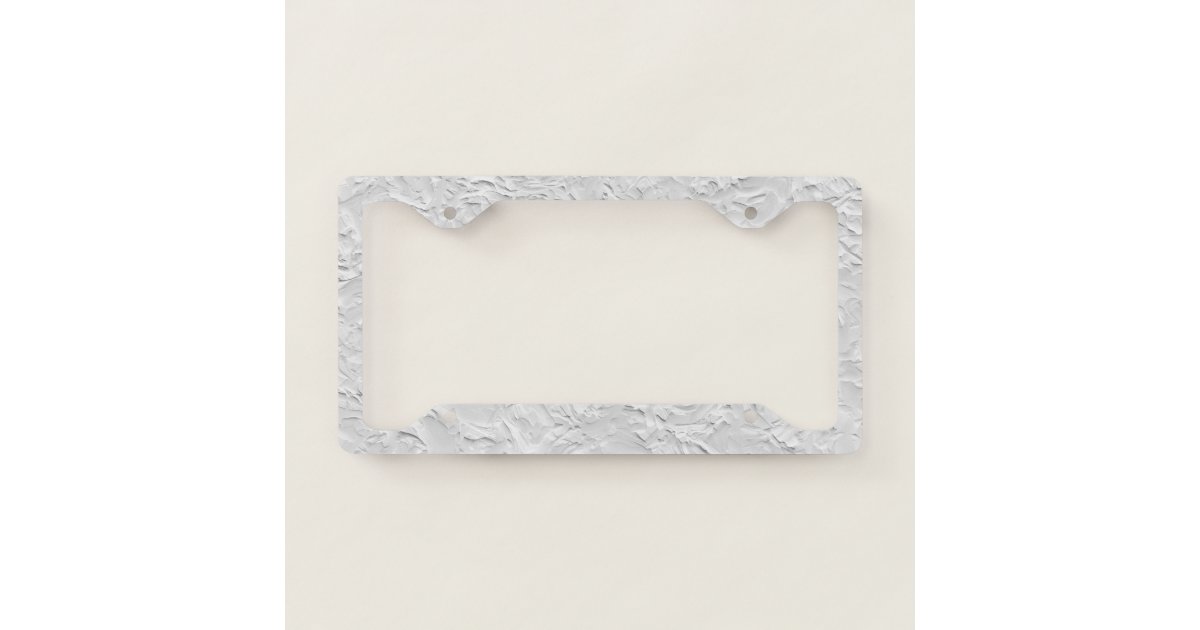 White Textured Stone, Monochrome Abstract Art License Plate Frame | Zazzle