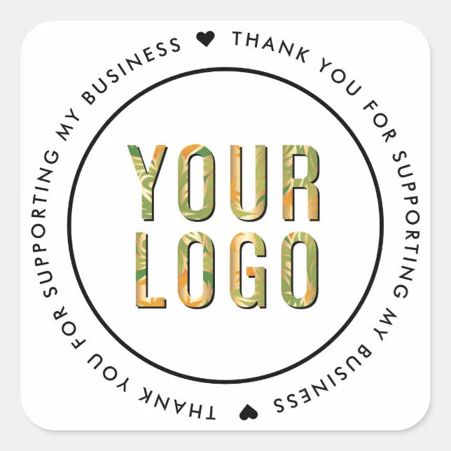 White Thank You For Supporting My Business Square Sticker | Zazzle