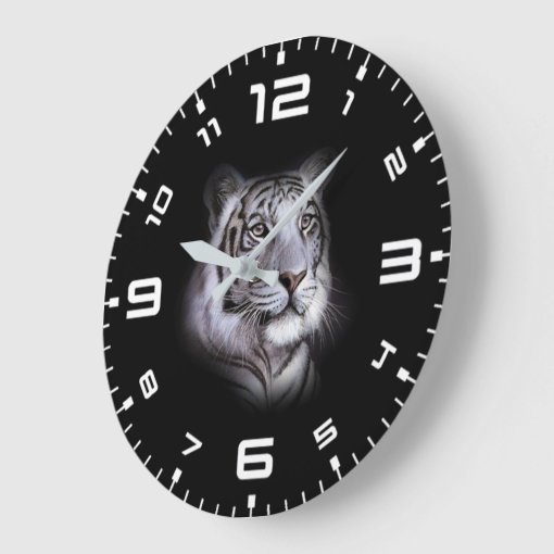 White Tiger Face Large Clock | Zazzle