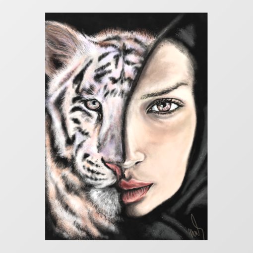 White Tiger Girl - Emotion Wall Decal - Painting | Zazzle