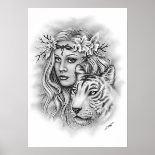 White Tiger Girl Spiritual Poster | Zazzle