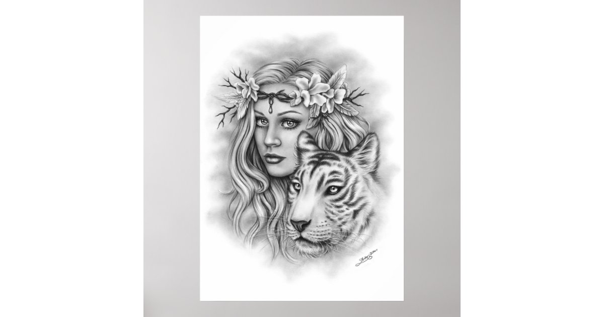 White Tiger Girl Spiritual Poster | Zazzle