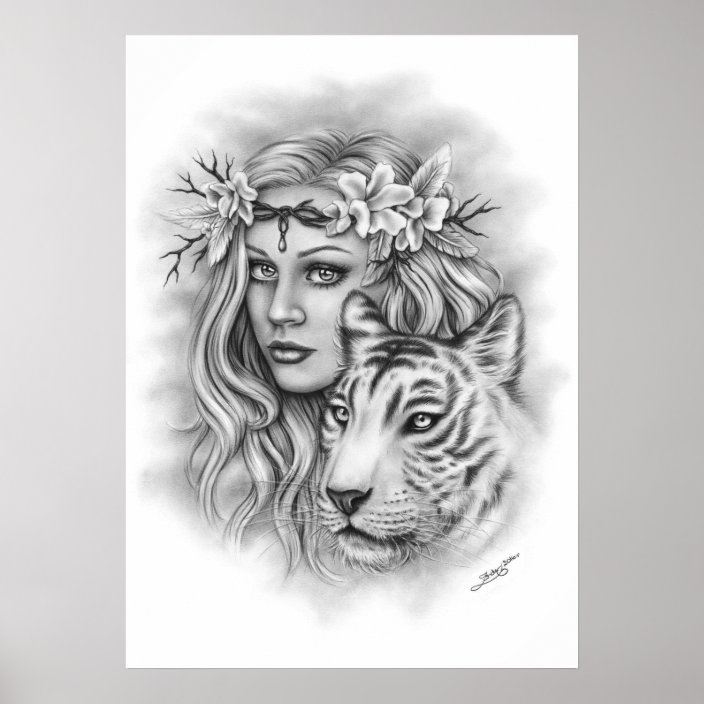 White Tiger Girl Spiritual Poster | Zazzle.com