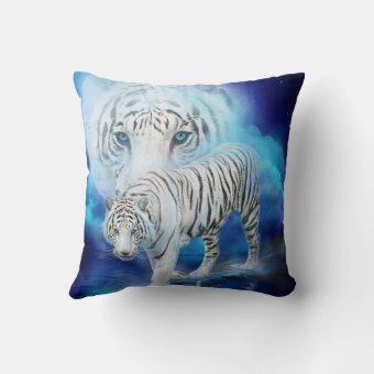 White Tiger Moon Art Designer Pillow | Zazzle