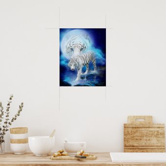 White Tiger Moon Art Poster/Print Poster | Zazzle