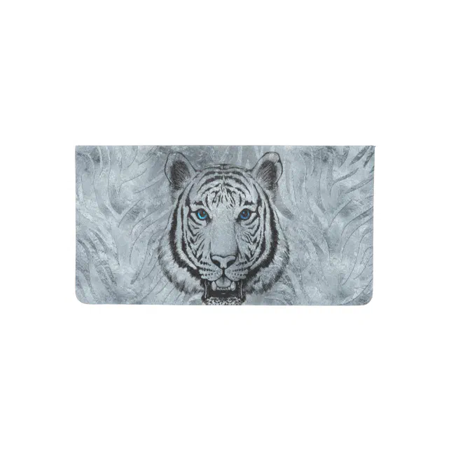 White Tiger on Frost glass background Checkbook Cover | Zazzle