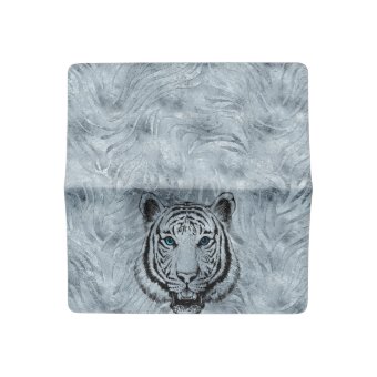 White Tiger on Frost glass background Checkbook Cover | Zazzle