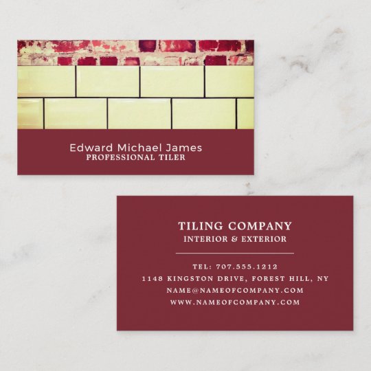 White Tiles, Floorer, Tile Installer Business Card | Zazzle