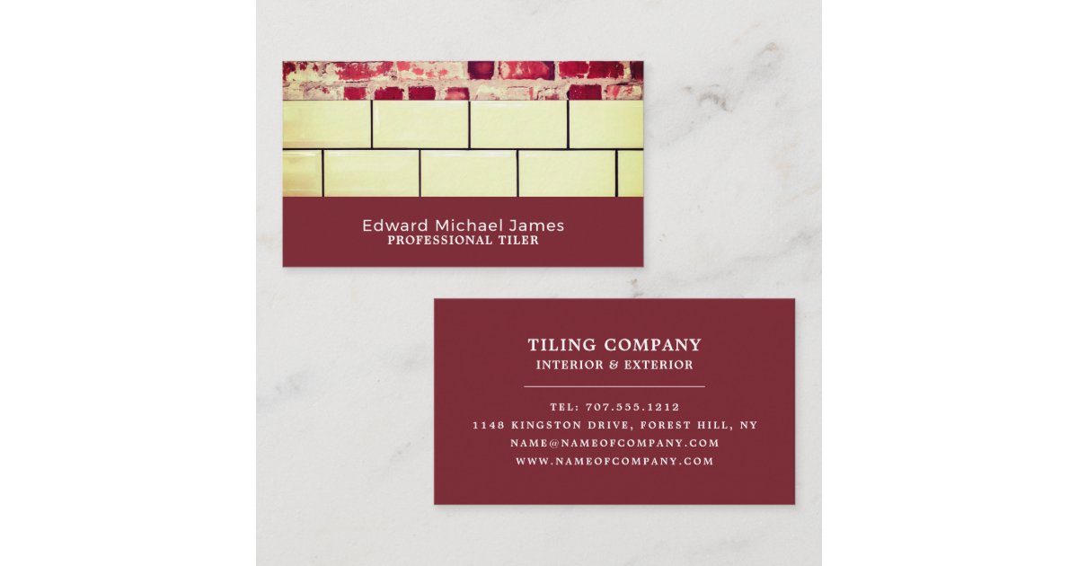 White Tiles, Floorer, Tile Installer Business Card | Zazzle
