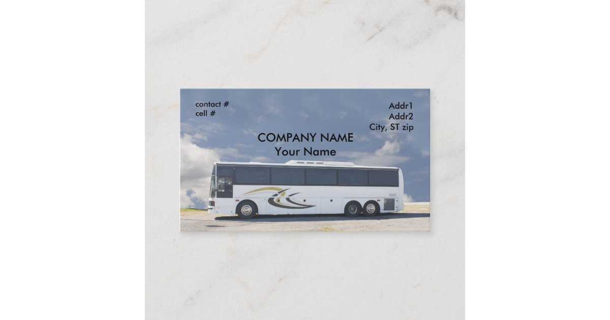 white tour bus business card | Zazzle