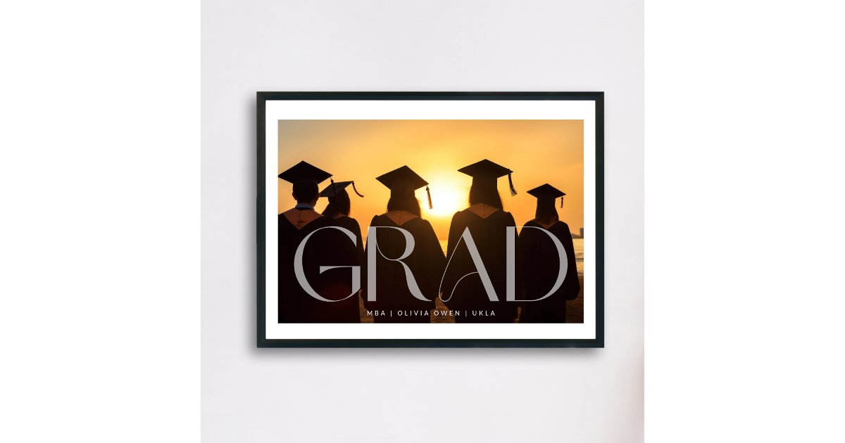 White Transparent Modern Photo Grad School Poster | Zazzle