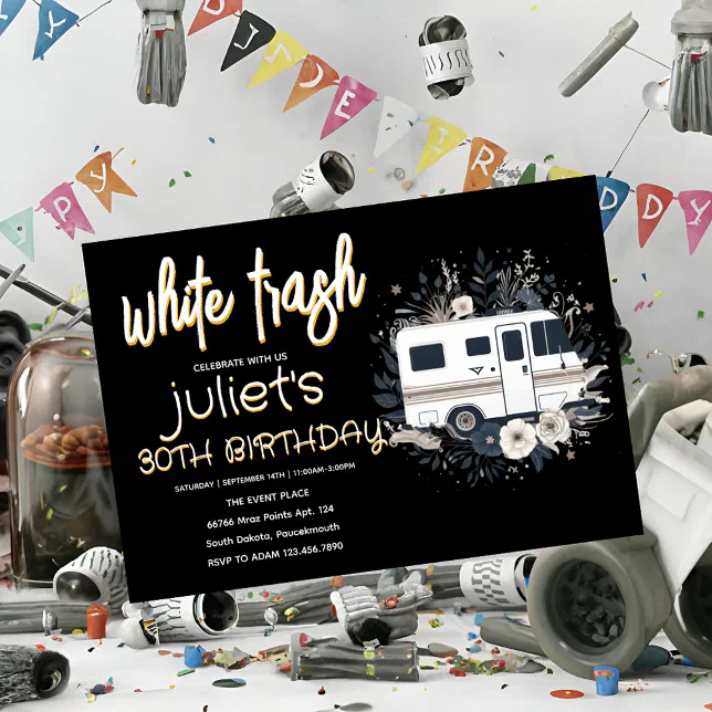 white trash 30TH Birthday invitations | Zazzle