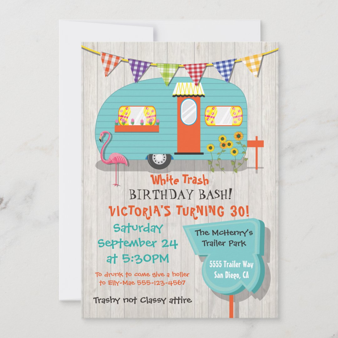 White Trash Birthday Bash Party Invitation Zazzle