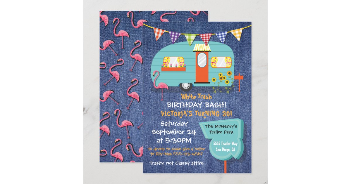 White Trash Birthday Bash Party Invitation Zazzle