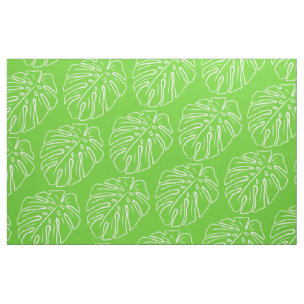 Modern Tropical Green Leaves Pattern Fabric | Zazzle.com