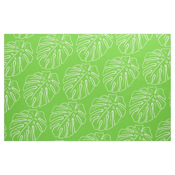 Modern Tropical Green Leaves Pattern Fabric | Zazzle.com