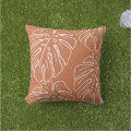 White Tropical Leaf Motif Sienna Orange Brown Outdoor Pillow | Zazzle
