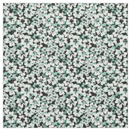 Turquoise Black & White Op Art Geometric Pattern Fabric | Zazzle