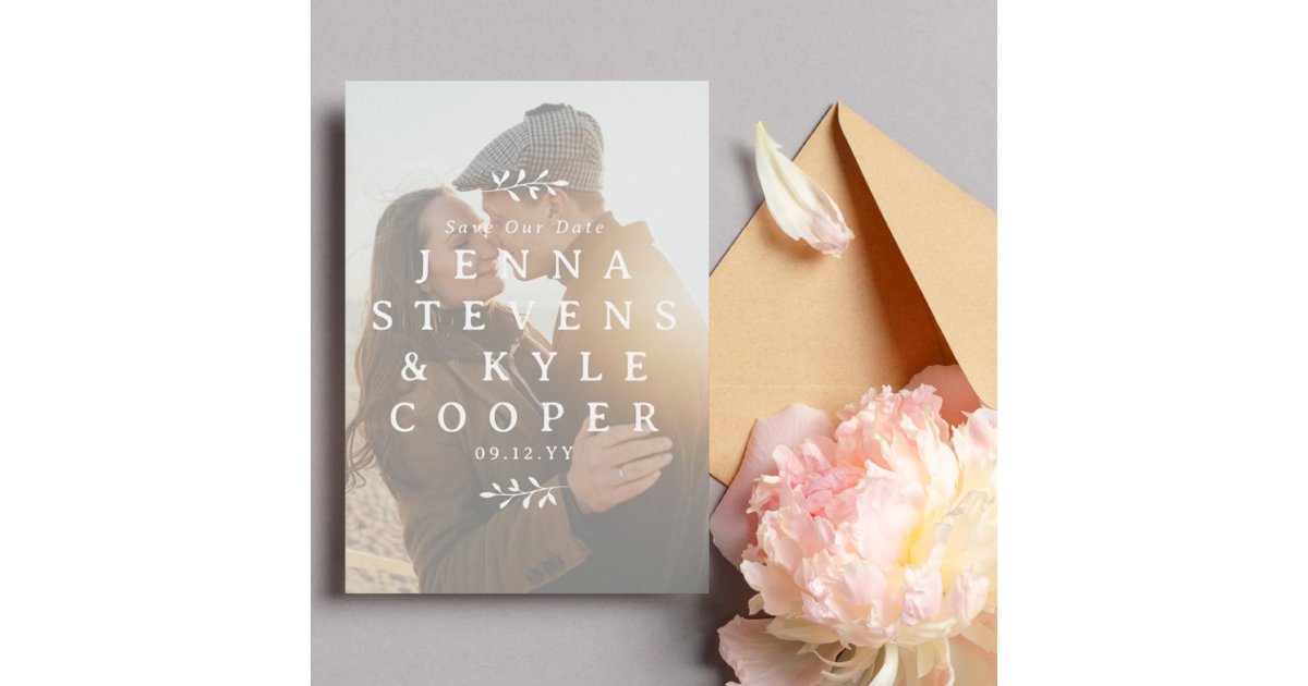 White Twigs Typography Photo QR Code Save Our Date Save The Date | Zazzle