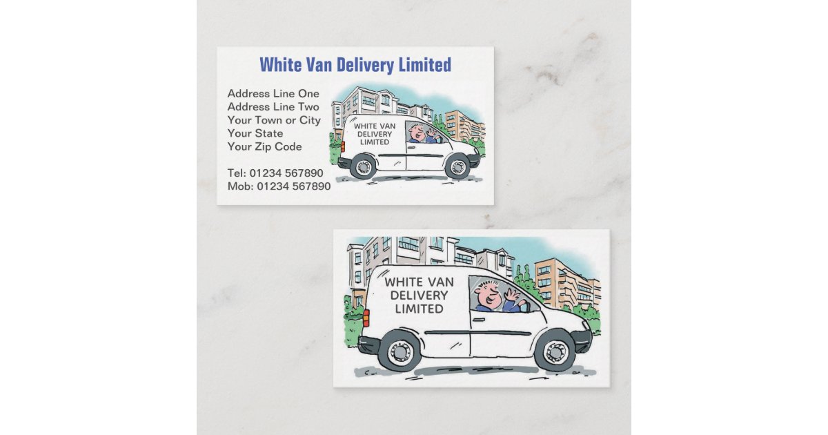 White Van Man with Name on Company Van Business Card | Zazzle