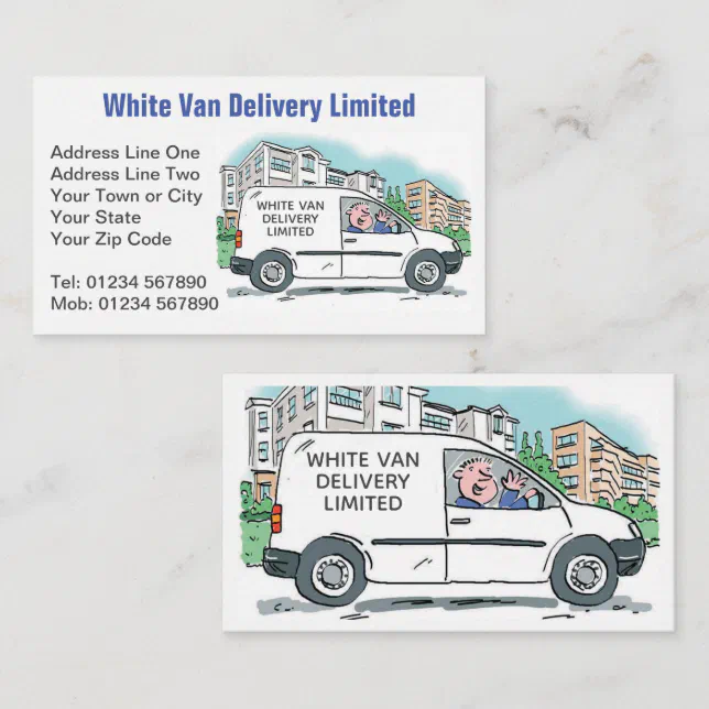 White Van Man with Name on Company Van Business Card | Zazzle