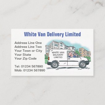 White Van Man with Name on Company Van Business Card | Zazzle