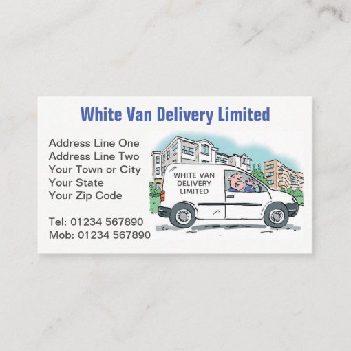 White Van Man with Name on Company Van Business Card | Zazzle