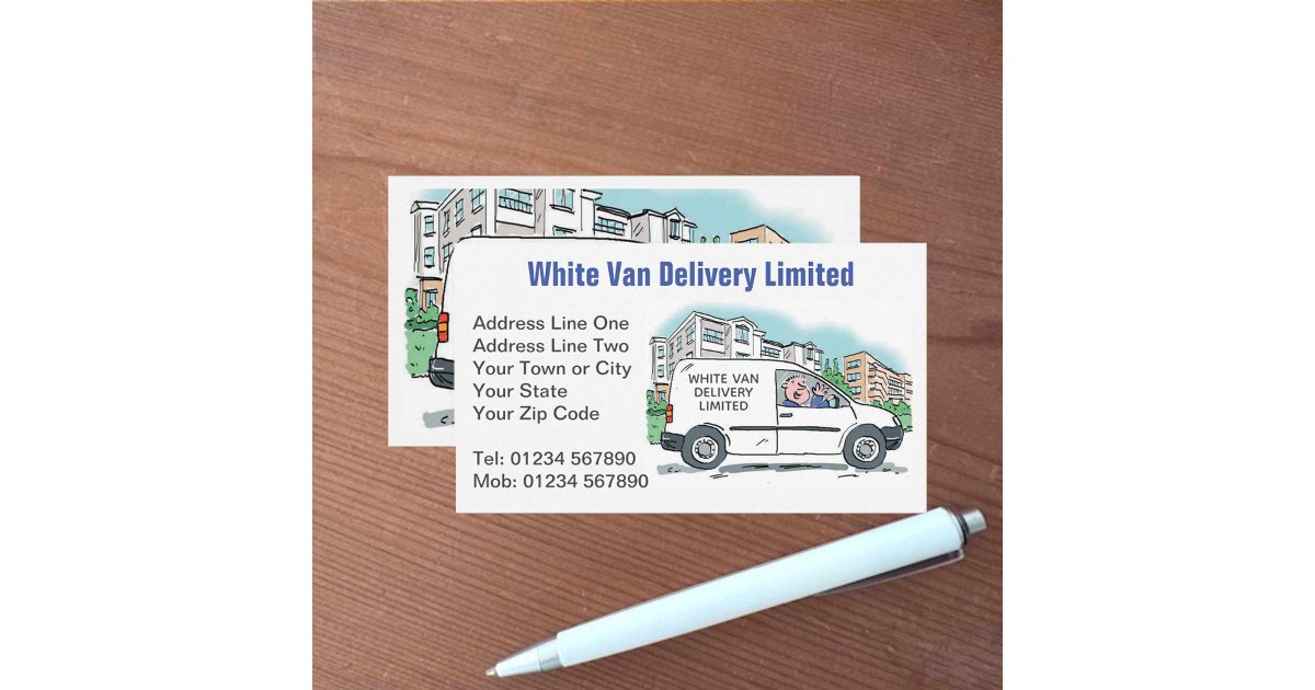 White Van Man with Name on Company Van Business Card | Zazzle