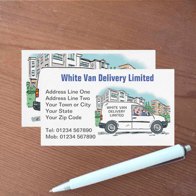 White Van Man with Name on Company Van Business Card | Zazzle