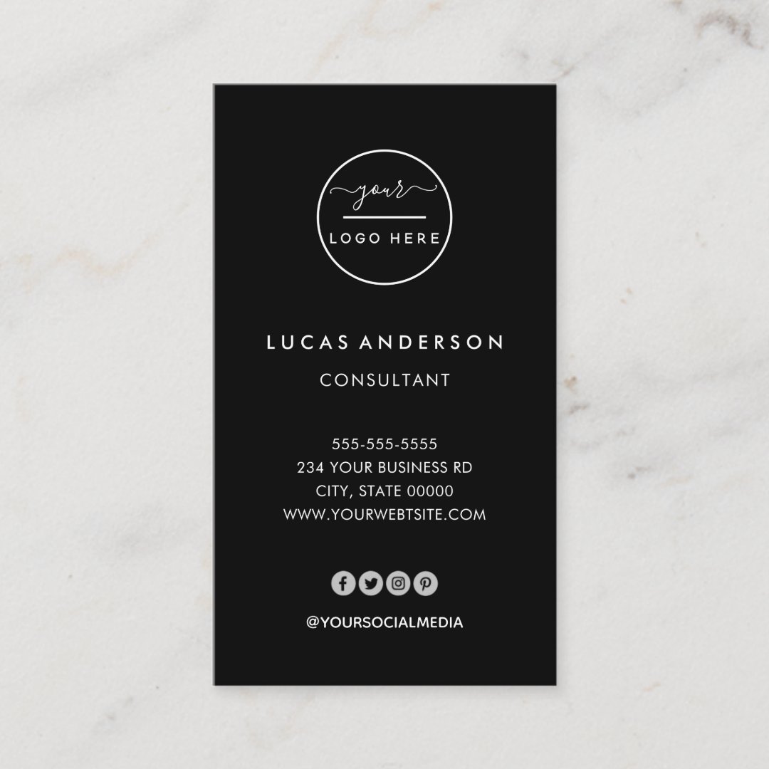 White vertical custom logo modern professional bus business card | Zazzle