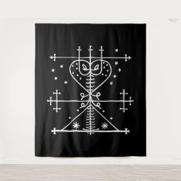 White Veve of Maman Brigitte on Black Tapestry | Zazzle