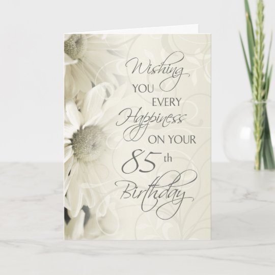 White Vintage Flowers Happy 85th Birthday Card | Zazzle.com
