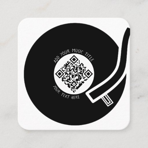 White Vinyl LP | Music QR Code Square Business Card | Zazzle