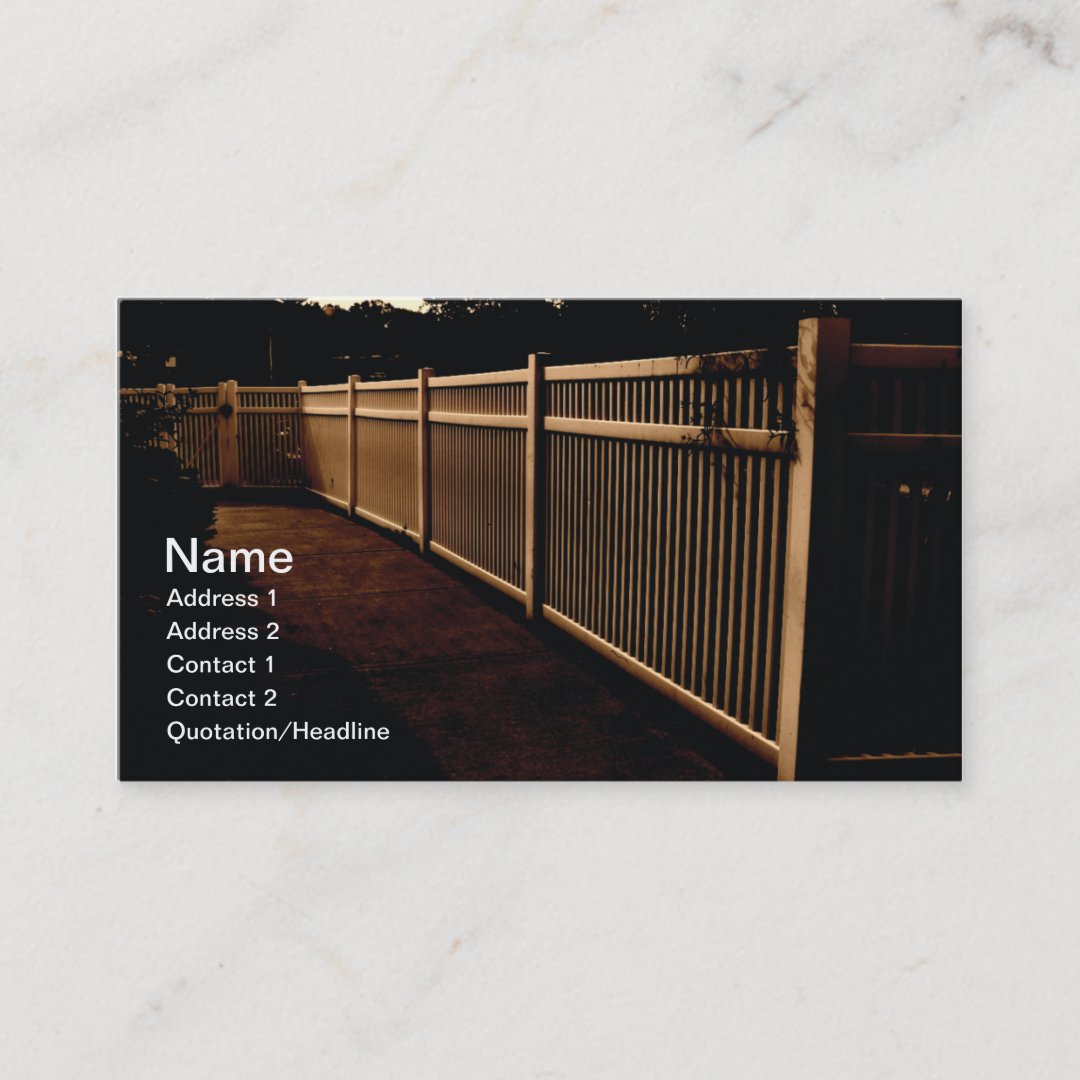 white vinyl outdoor fence business card | Zazzle