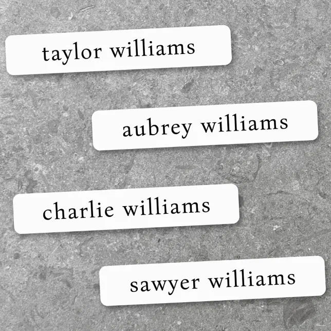 White waterproof name labels | Zazzle