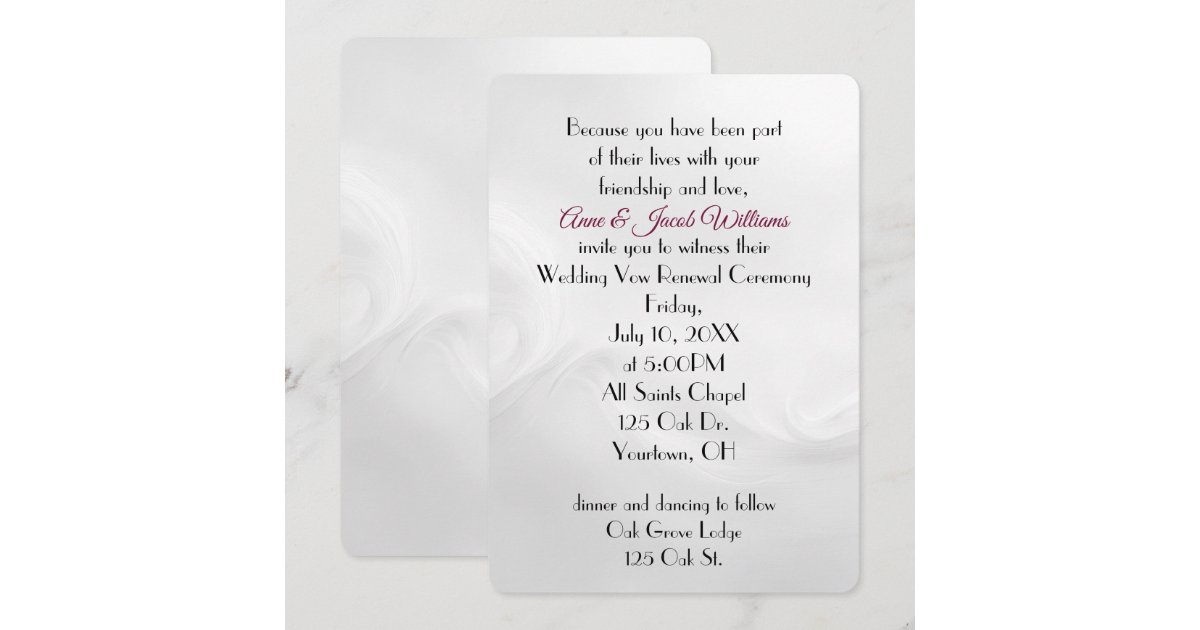 White Wedding Abstract Vow Renewal Invitation | Zazzle