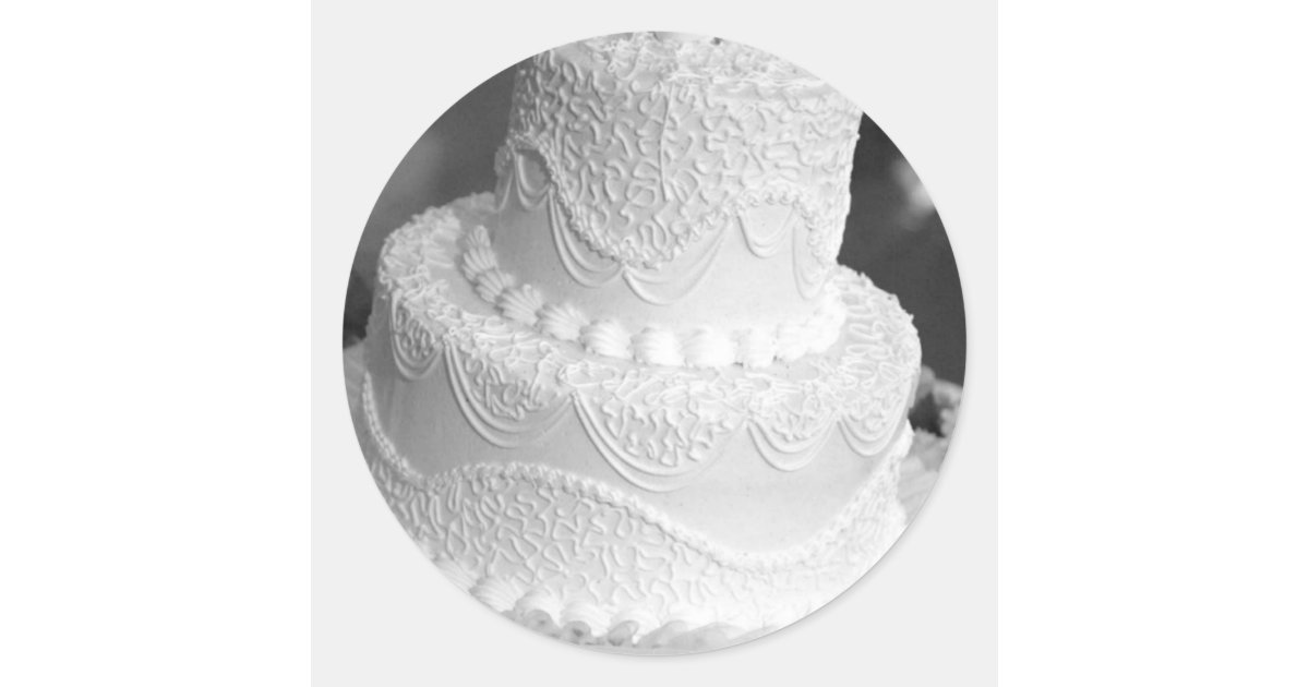 WHITE WEDDING CAKE STICKER | Zazzle