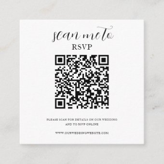White | Wedding RSVP QR Code Enclosure Card | Zazzle