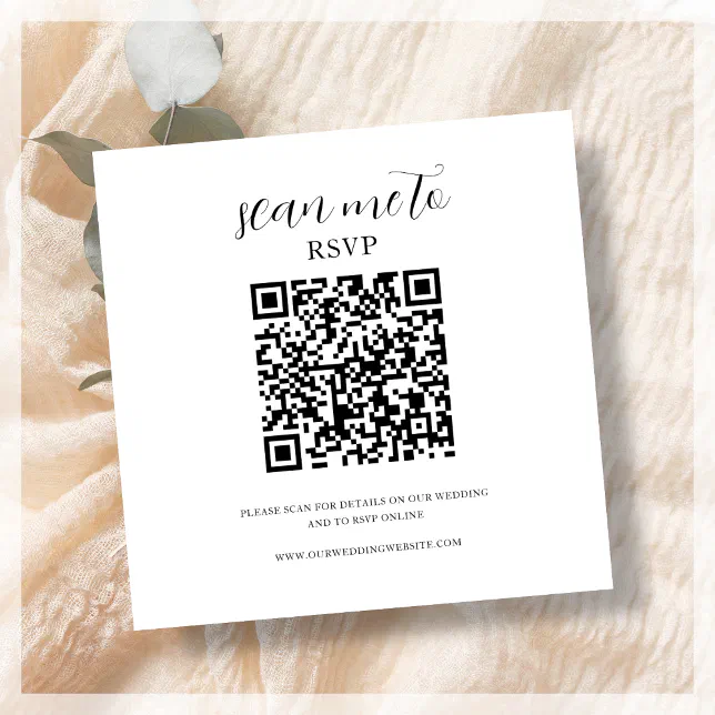 White | Wedding RSVP QR Code Enclosure Card | Zazzle