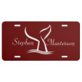 White Whale Tail Dark Red License Plate | Zazzle